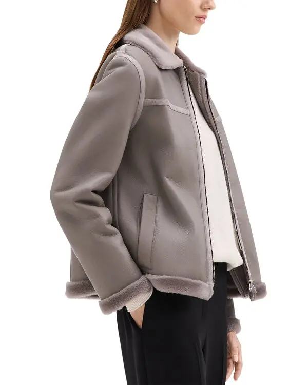 Buy Theory Shearling Jacket - Iron Grey At 70% Off | Editorialist